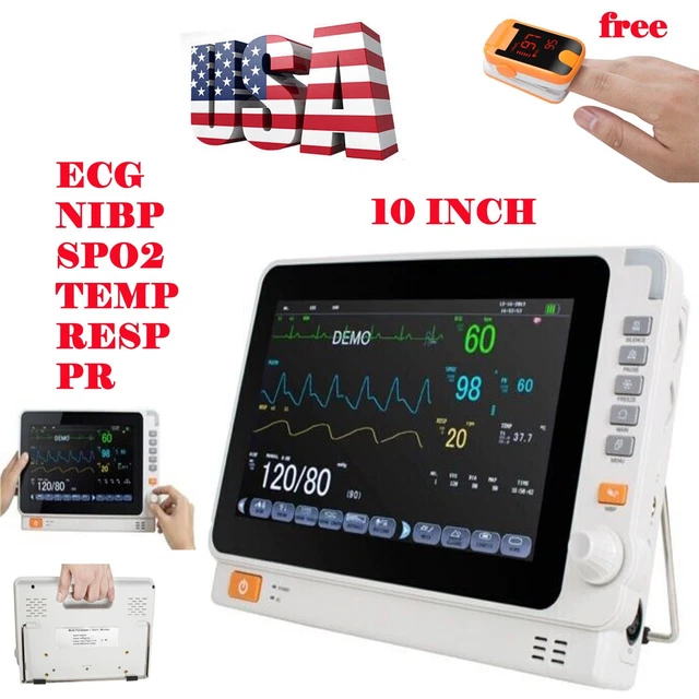 10'' MULTI-PARAMETER PATIENT Monitor ECG NIBP RESP TEMP SPO2 PR ...