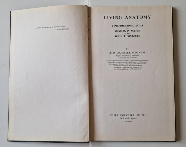 LIVING ANATOMY BY R.D Lockhart M.D, 1948, Illustrated, Hardback £30.00 ...