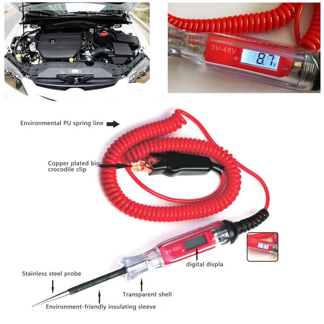 UNIVERSAL DC 3V-48V Electric Circuit Voltage Tester Light Pen for Car ...