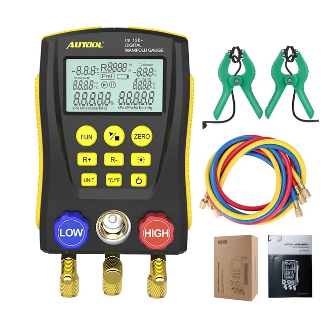 DIGITAL MANIFOLD GAUGE Refrigeration HVAC Vacuum Pressure Temp Tester ...
