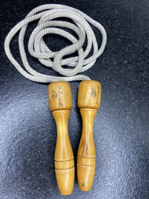 VINTAGE 70’S MUHAMMAD Ali Jump Rope Wooden Wood Handles 80” $24.99 ...
