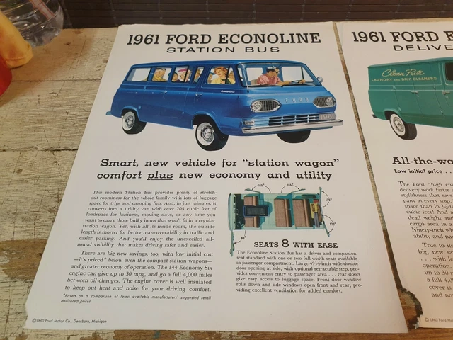 1961 FORD ECONOLINE Station Bus & Delivery Van USA Original Sales ...