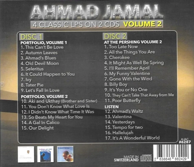 AHMAD JAMAL 4 Classic on Volume 2 (CD) EUR 39,91 - PicClick FR