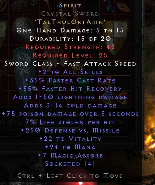 SPIRIT SWORD 35 FCR - Diablo 2 Resurrected - Softcore - PC - D2R £9.00 ...