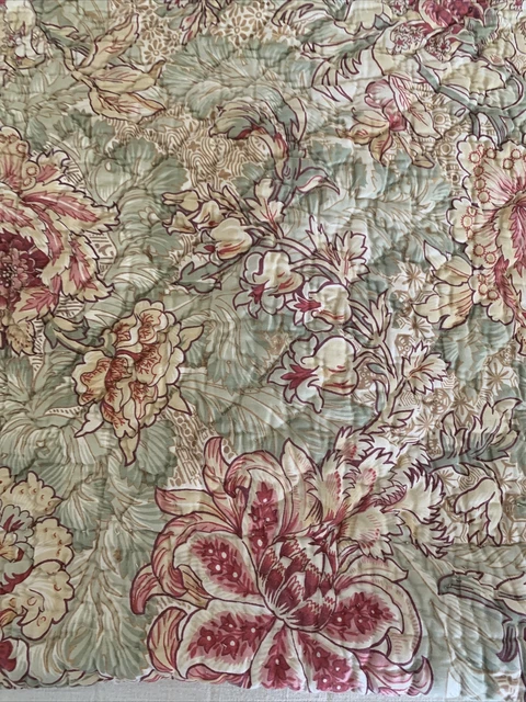 3 PINE CONE Hill William Quilted Floral Euro Shams Burgundy green gold ...