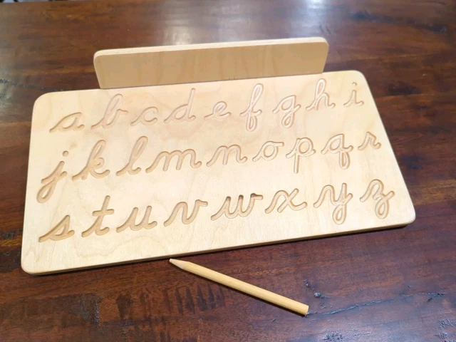 MONTESSORI CURSIVE ALPHABET Tracing Board | Alphabet Letters W Stand ...