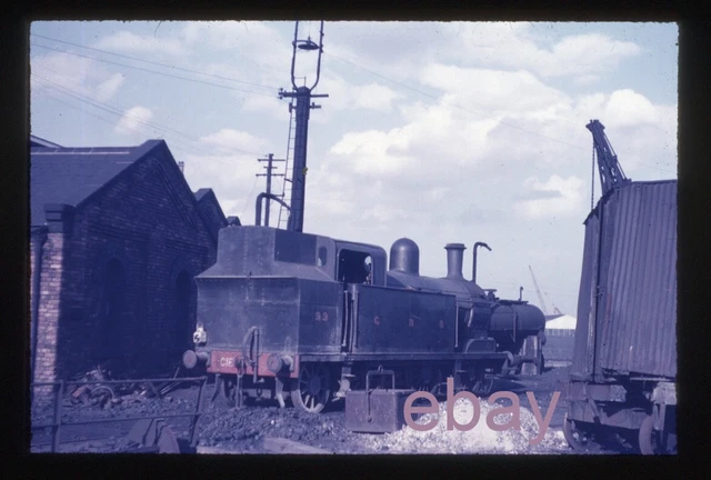 ORIGINAL 35MM SLIDE-IRISH Railways-GNR tank loco 99 on shed at Amiens ...