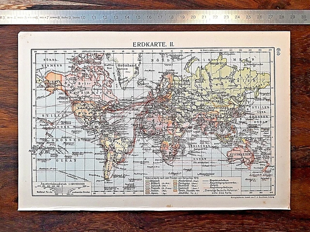 ALTE LITHOGRAPHIE, ERDKARTE , ca.1920, Landkarte, Globus, Weltkarte, Halbkugel EUR 12,30 ...
