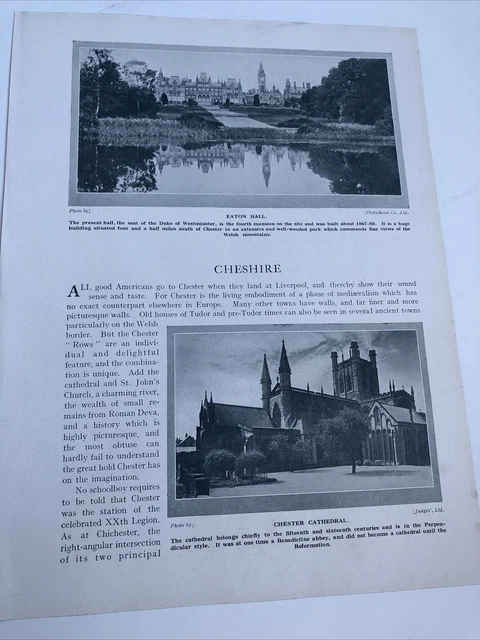 CHESHIRE 1924: EATON Hall ,Chester Cathedral: The Crypt, Carving ...