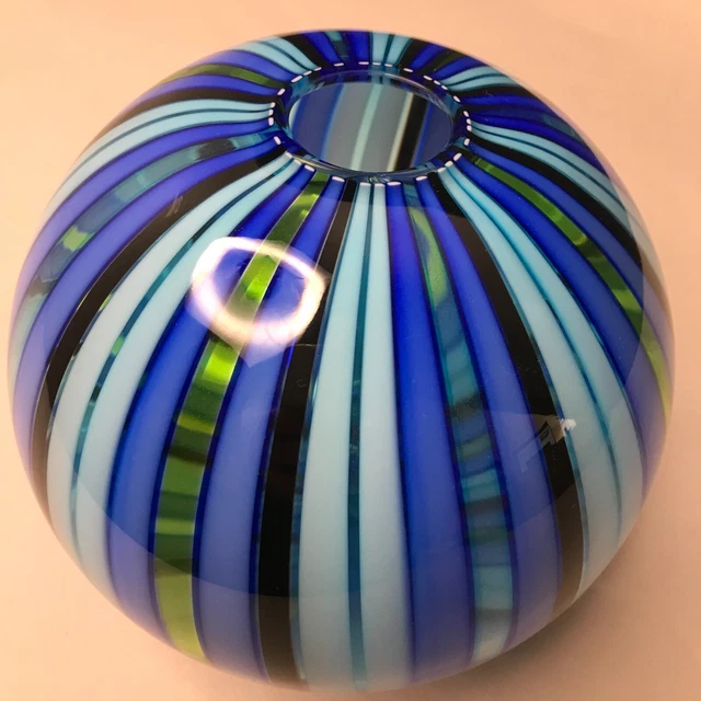 VASE PERLE N°2 blu medio verde SALVIATI MURANO Venise vintage EUR 740 ...