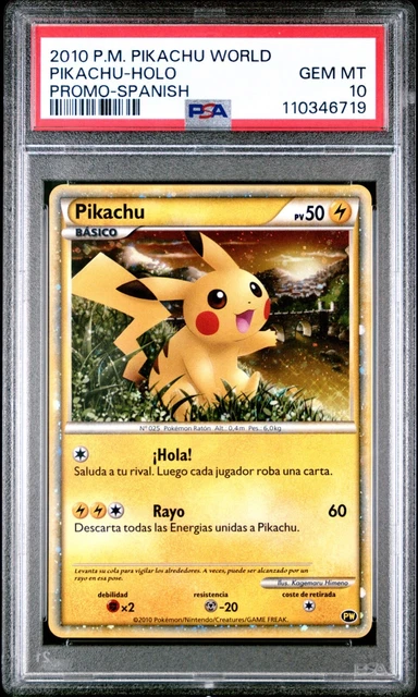 POKÉMON TCG PIKACHU World Collection 2010 Spanish PSA 10 Holo Promo ...
