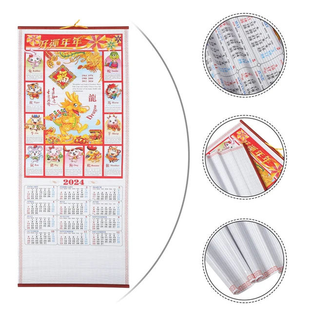 2024 CHINESE CALENDAR 2023-2024 Desk Planner Weekly Desktop Zodiac £8. ...