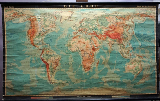 RETRO WORLD MAP Earth Poster Wall Chart Print Earthly Grounded ...