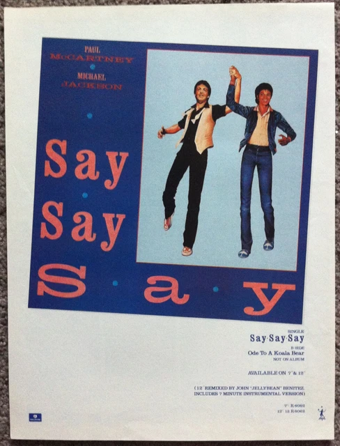 PAUL MCCARTNEY & MICHAEL JACKSON - SAY SAY SAY 1983 Full page magazine ...
