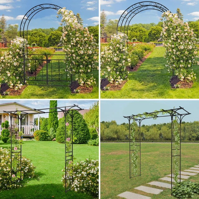 METAL GARDEN ARCHES Gate Trellis Arch Rose Arbour Frame Entrance ...