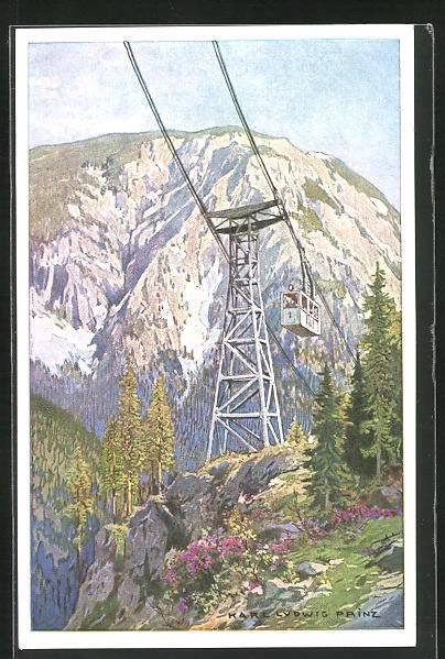 CARTOLINA ARTISTA KARL Ludwig Prinz: ferrovia Rax con paesaggio montano EUR 6,00 - PicClick IT