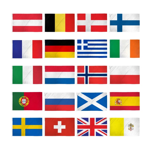 SET OF 20 European Country Flags Set of Euro Country Flags 2x3ft House ...
