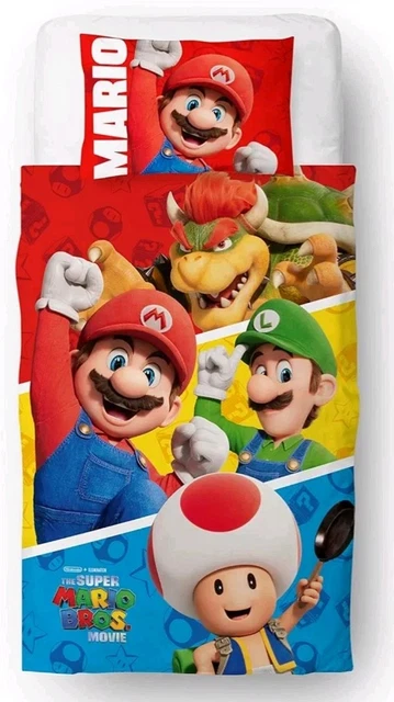 NEW NINTENDO SUPER MARIO BROS MOVIE Reversible Single Duvet Cover Set ...