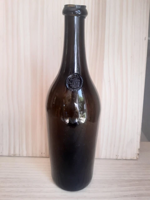 BOUTEILLE ANCIENNE VERRE soufflé sceau LITRE 1827 antique french sealed ...