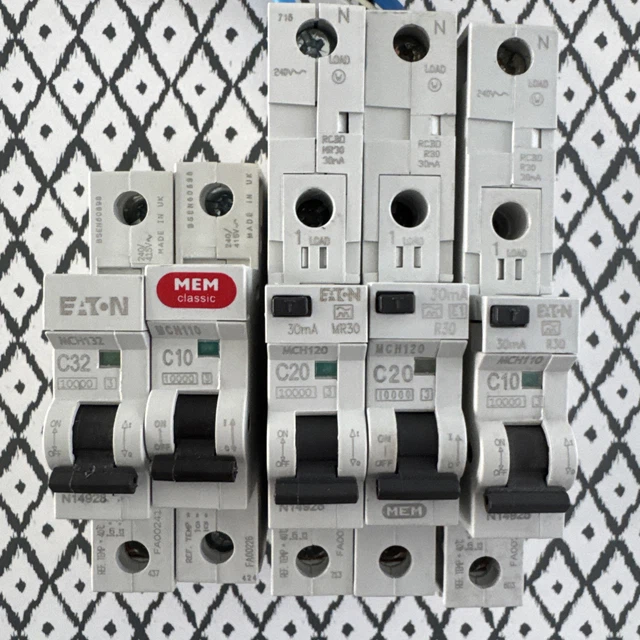 MEM EATON RCBO C20’s and C10 Amp 30mA Type C MR30 POD & R30 Memshield 2 ...