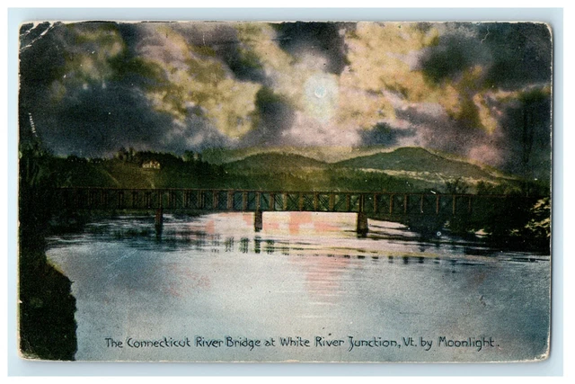 CARTOLINA 1919 CONNECTICUT River Bridge, White River Junction Vermont ...