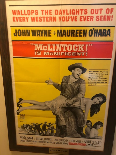 JOHN WAYNE VINTAGE 1963 McLINTOCK Movie Poster + MAUREEN O'HARA Museum Framed £598.99 - PicClick UK