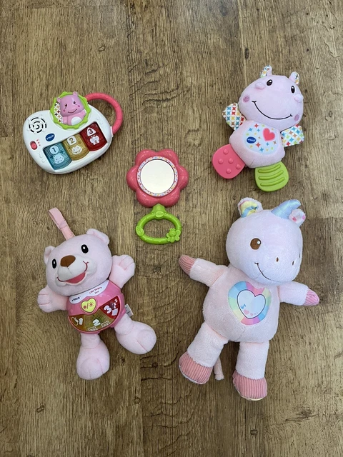 VTECH ~ GIRLS 4 Piece Pink Toy Bundle ~ Unicorn Piano Bear & Hippo £10. ...