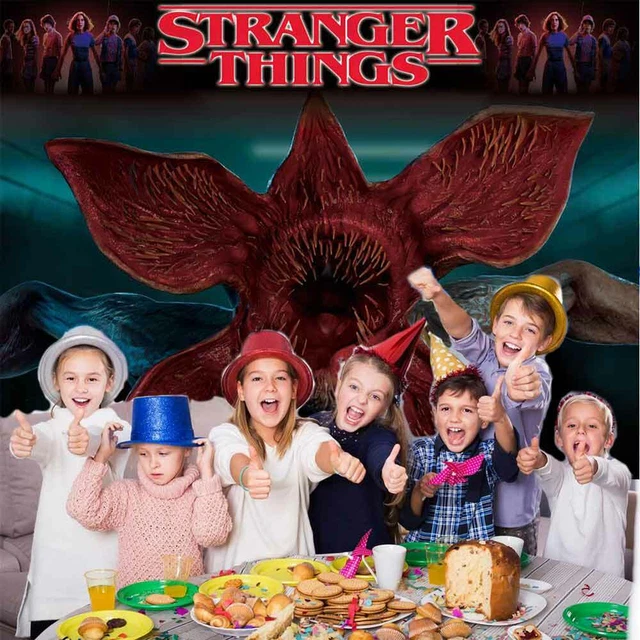 STRANGER THINGS HAPPY Birthday Backdrop Banner Background Cartoon Decor ...
