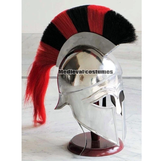 MEDIEVAL GREEK CORINTHIAN Armour Helmet Black & Red Plume Knight ...
