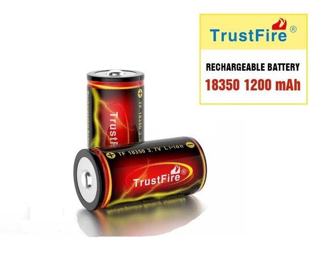 2X TRUSTFIRE TF 18350 1200mAh Battery 3.7V Lithium Rechargeable Torch ...