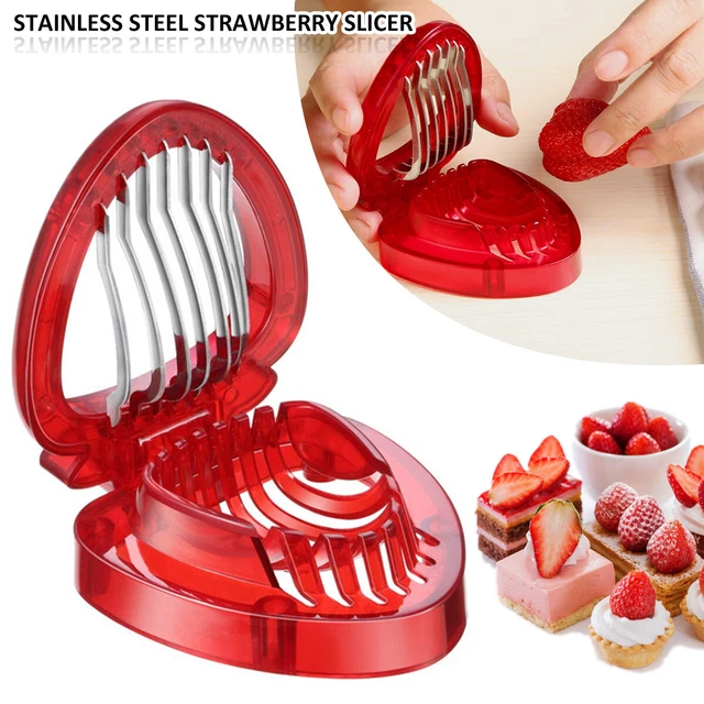 STRAWBERRY SLICER TOOL Stainless Steel Strawberry Cutter with Blade~-