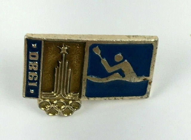 VINTAGE BLUE STAR Tower Olympics Olympic Games Rowing Boat 1980 Pin ...