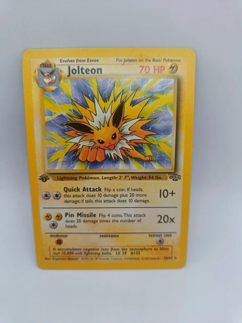 JOLTEON 20/64 1ST Edition Pokémon Card Jungle Base Set Rare WOTC *HP ...