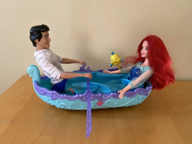 DISNEY'S LITTLE MERMAID Row Boat With Music + Ariel & Eric Dolls Mattel ...