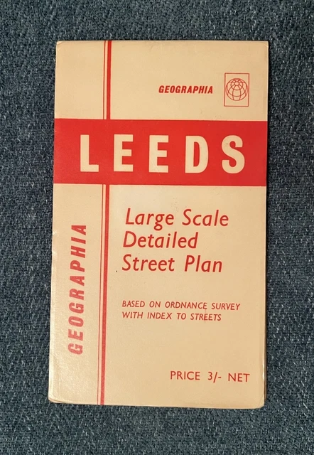 LEEDS VINTAGE GEOGRAPHIA Map large Scale STREET PLAN Undated 1960s? £10 ...