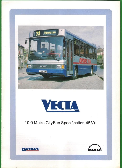 OPTARE SPECIFICATION LEAFLET Brochure ~ Vecta - 10 metre S/D City Bus ...
