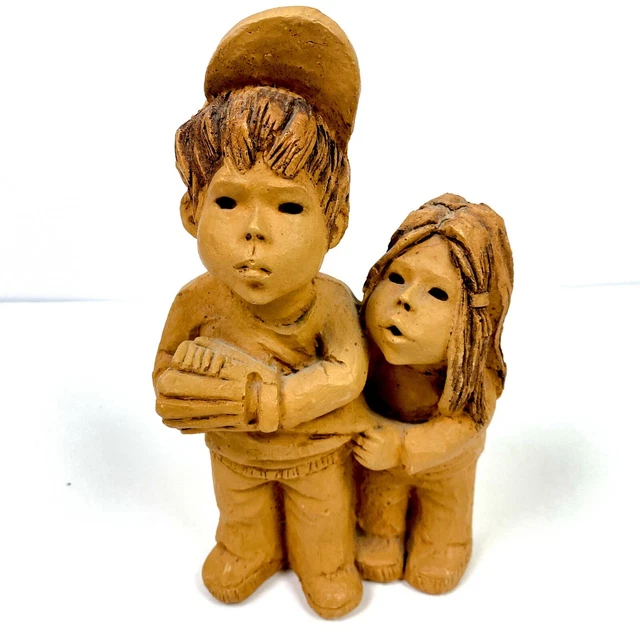 LEE BORTIN ORIGINAL Baseball Boy Girl Sibling Clay Figurine Sculpture Collectibl £13.71 ...