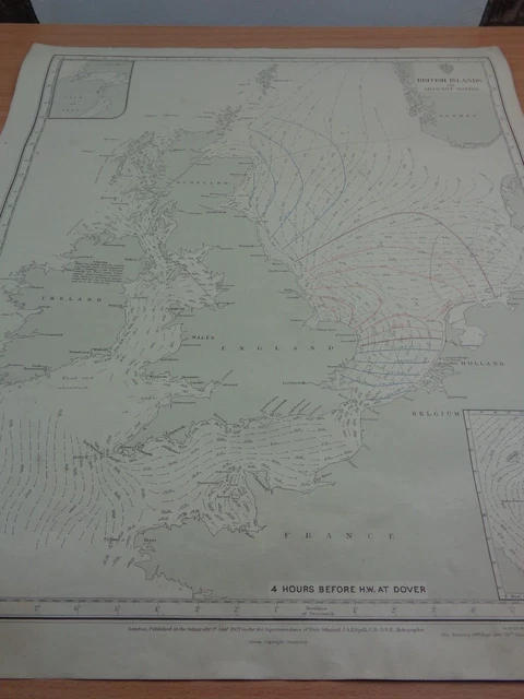 WW2 BRITISH ADMIRALTY TIDAL MAP (British Isles 4 HOURS BEFORE High ...