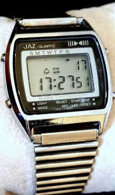 MONTRE WATCH JAZ Pb7202 Quartz Chrographe Alarme Lcd 1982 Vintage EUR ...