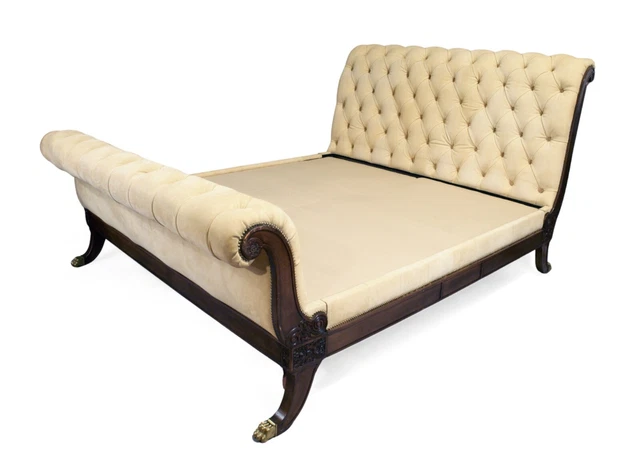 EX SHOWHOME RALPH Lauren Cliveden beige Alcantara leather tufted bed ...