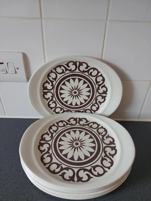J&G MEAKIN CREAM Brown Maidstone Hanley Oval Steak Plates Set Of 7 ...