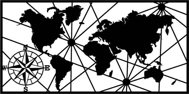 WORLD MAP, DXF SVG CDR file Vector for CNC Plasma Router Laser Cut ...