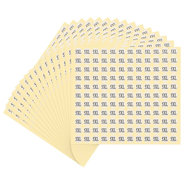 15 SHEETS 5XL Size Stickers 1/2" Clothing Round Self-Adhesive Paper ...