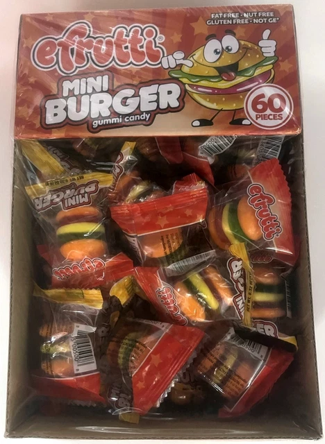 EFRUTTI MINI BURGER Gummi Candy Fruit Gummy Novelty Bulk Hamburgers 60 ...