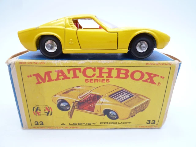 VINTAGE MATCHBOX LESNEY No.33c LAMBORGHINI MIURA P400 IN ORIGINAL BOX ...