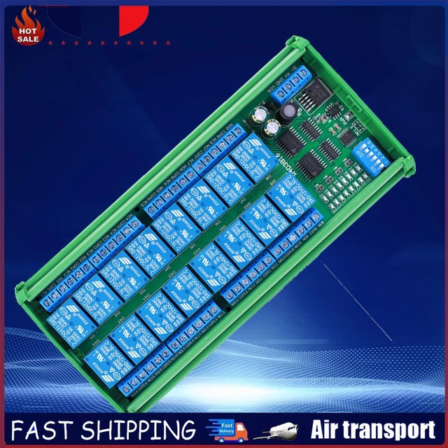 S# 16 CHANNEL DC 12V RS485 Relay Module Modbus RTU Switch Module (with Rail Box) EUR 28,91 ...