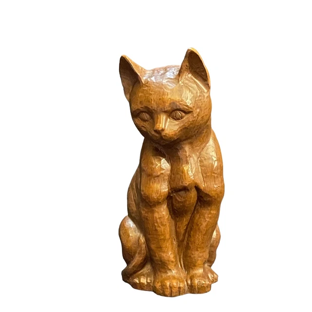 VINTAGE RED MILL Sitting Cat Figurine Composite Crushed Pecan 6” 1985 ...