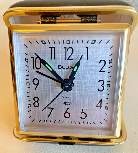 BULOVA- TRAVEL ALARM Clock & Folding Case - Japan - Quartz w/insert ...