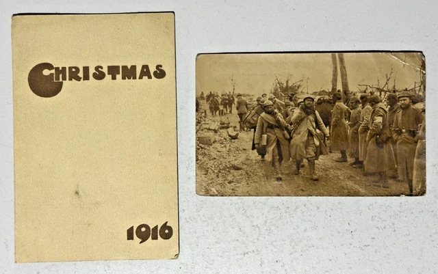 WW1 BRITISH ARMY XMAS 1916 CARD FROM THE FRONT LINE.6th DIV, 12th F.COY ...