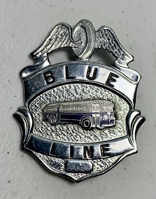VINTAGE OBSOLETE 1950S Employee Metal ID Badge Blue Line Bus Driver £65 ...